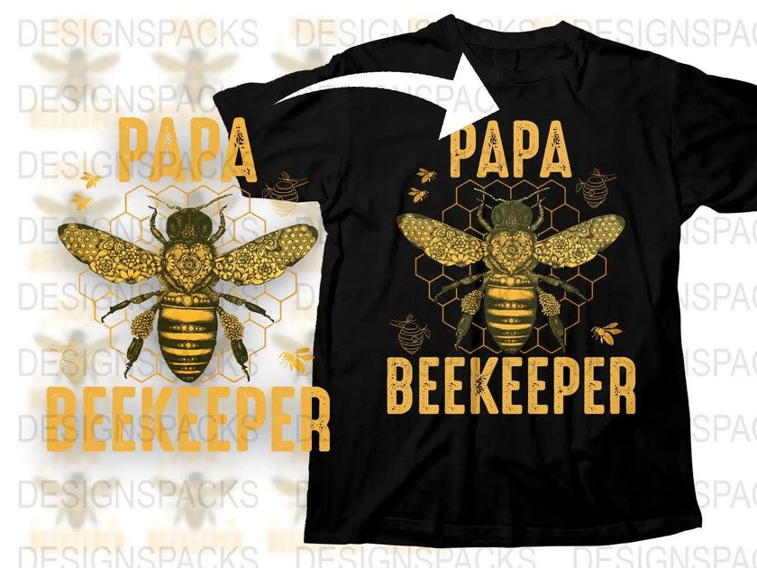 Papa Beekeeper Graphic Honeycomb Design Png Digital Download