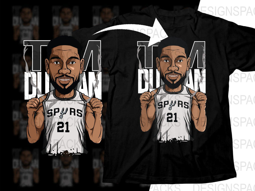 Tim Duncan Cartoon Basketball Player Spurs Png Digital Download