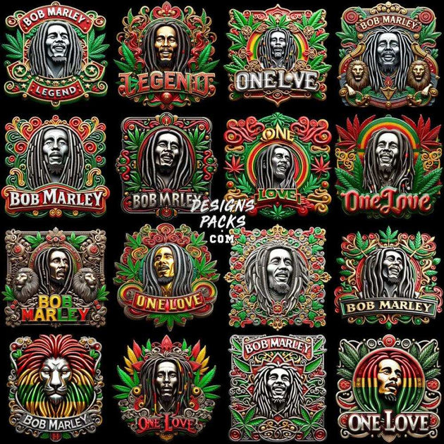 35 Bob Marley Rasta Music Designs Bundle PNG – DESIGNSPACKS