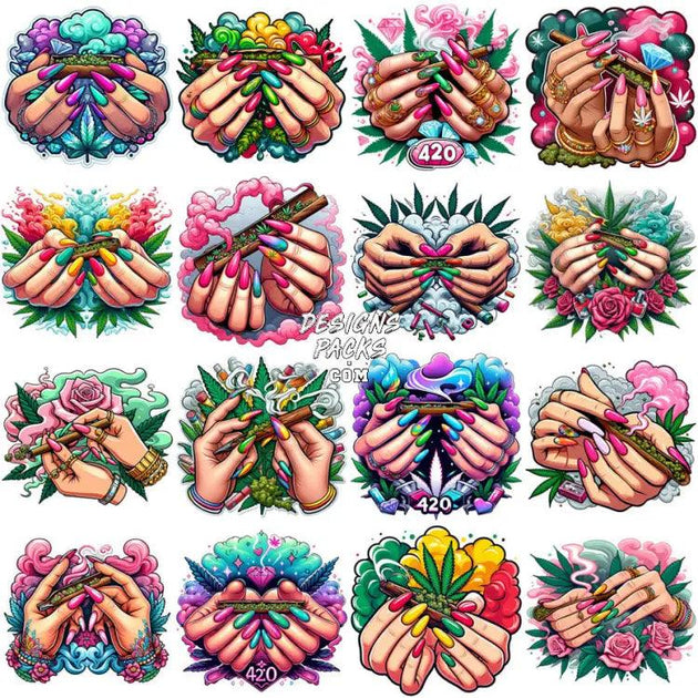 35 Girl Hands 420 Cannabis Marijuana Designs Bundle PNG