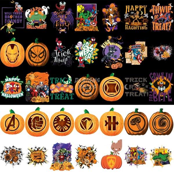 35 Halloween Super Heroes Movie Designs Bundle PNG
