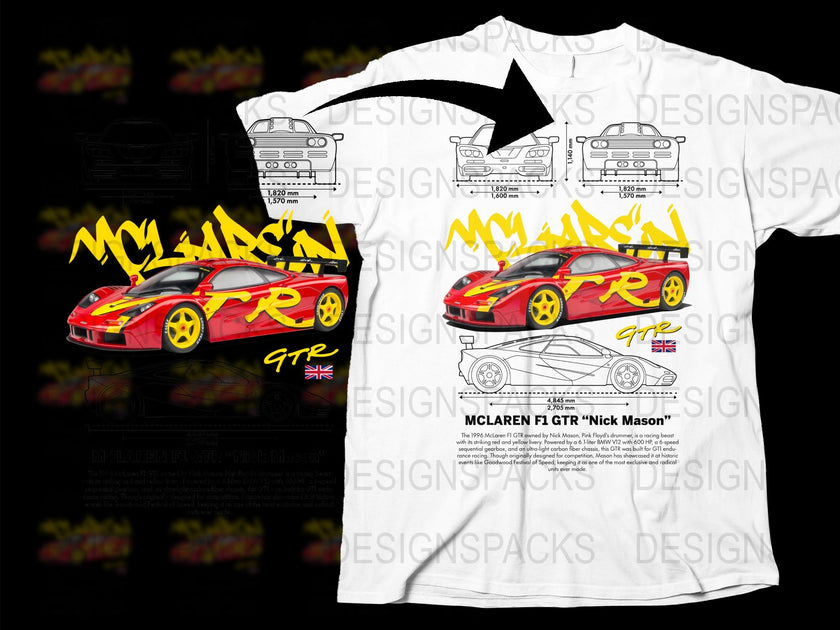 McLaren F1 GTR Nick Mason Racing Car Blueprint Png Digital Download