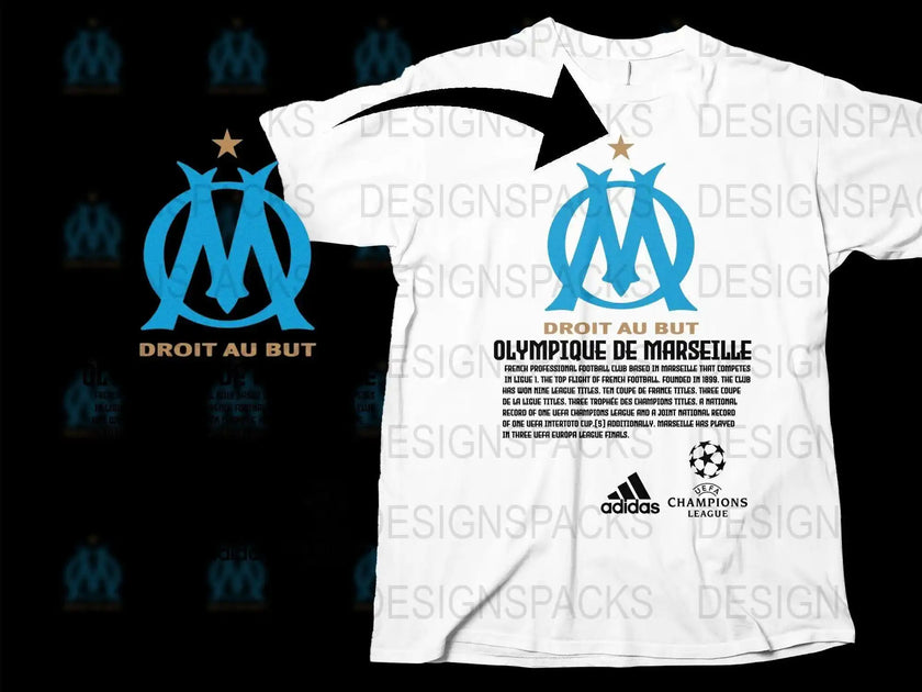 Olympique De Marseille Soccer Team Logo Graphic Tee Png Digital Downlo