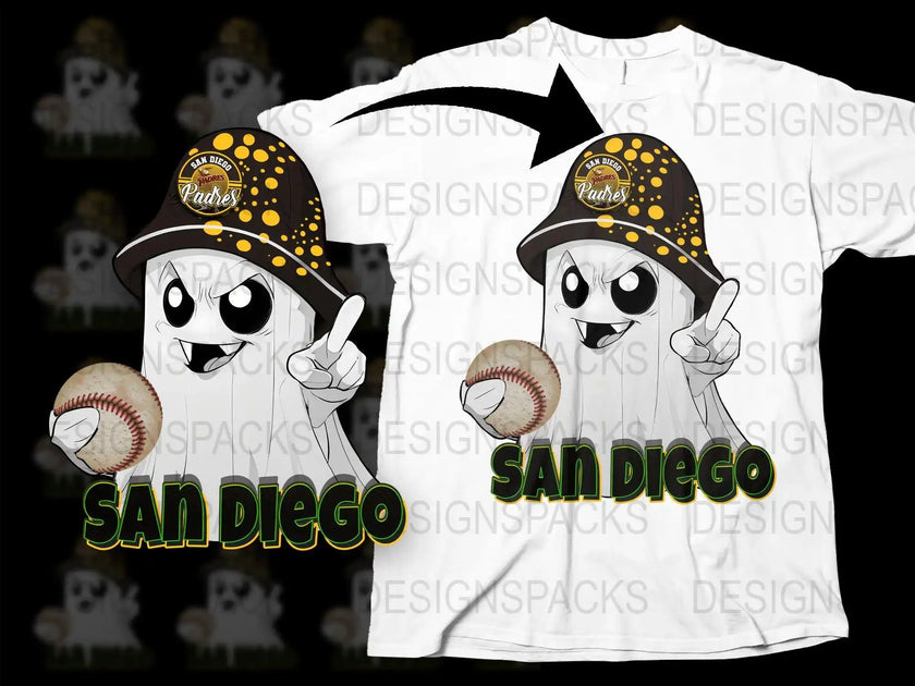 Ghost Mascot San Diego Padres MLB Baseball Png Digital Download