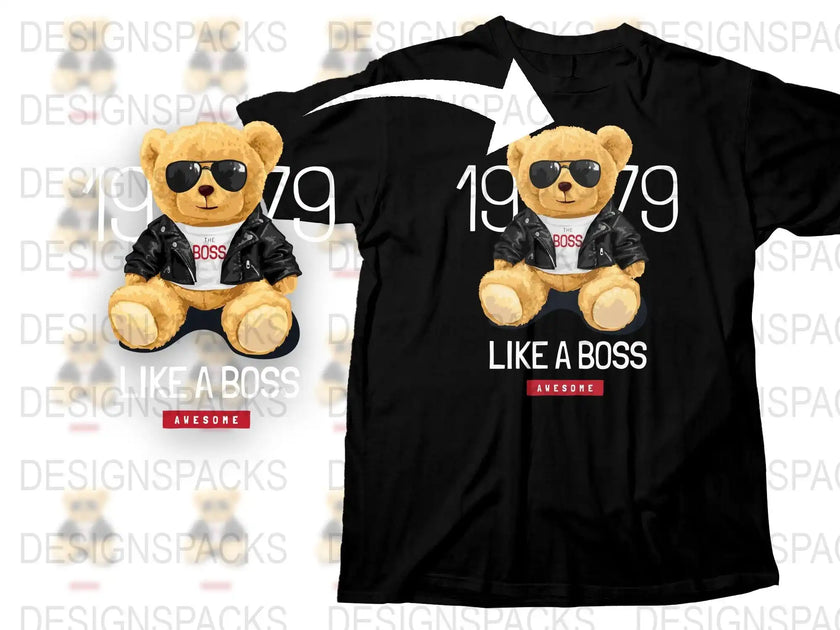The Boss Teddy Bear with Sunglasses Png Digital Download