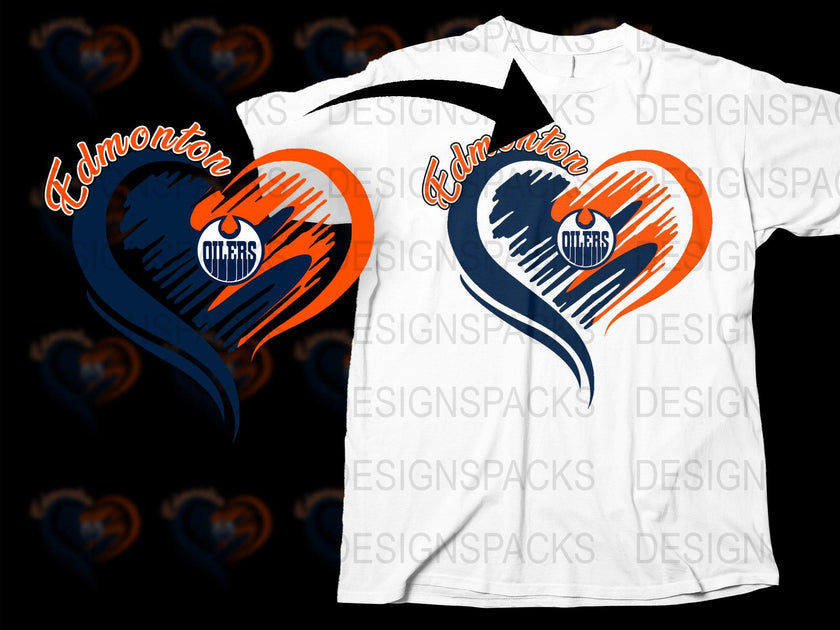 Edmonton Oilers Stylized Heart Design Png Digital Download