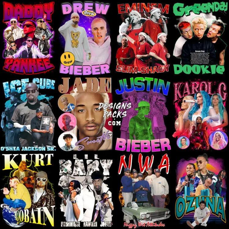 37 Music Stars Mix Bootleg Designs Bundle PNG