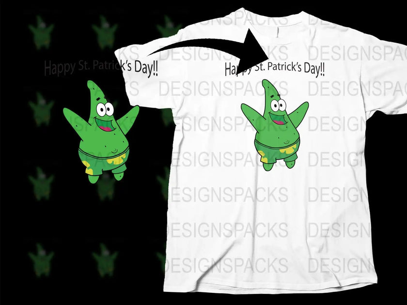 Fun St Patricks Day Patrick Star Happy Png Digital Download