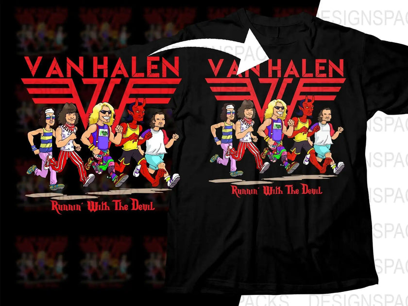 Van Halen Runnin' With The Devil Rock Band Graphic Png Design Digital