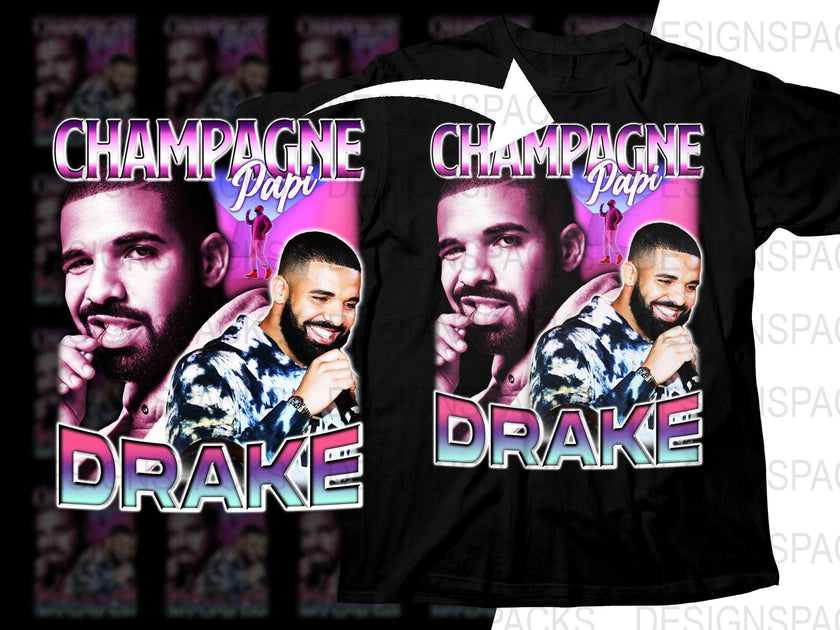 Vibrant Champagne Papi Drake Graphic Design Png Digital Download