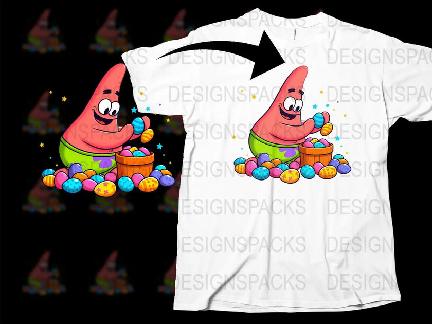 Easter Day Fun with Patrick Star Png Digital Download