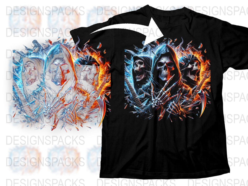 Mesmerizing Grim Reaper Trio Shattered Art Png Digital Download