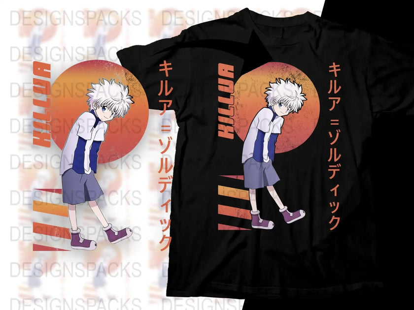 Killua Zoldyck Anime Art Stylish Graphic Png Digital Download