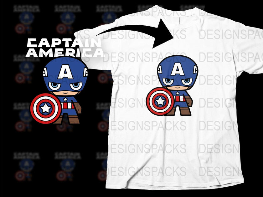 Captain America Cute Cartoon Print Png Digital Download