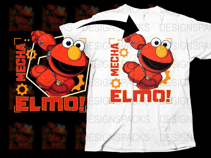 Mecha Elmo Fun Design Graphic Png Digital Download