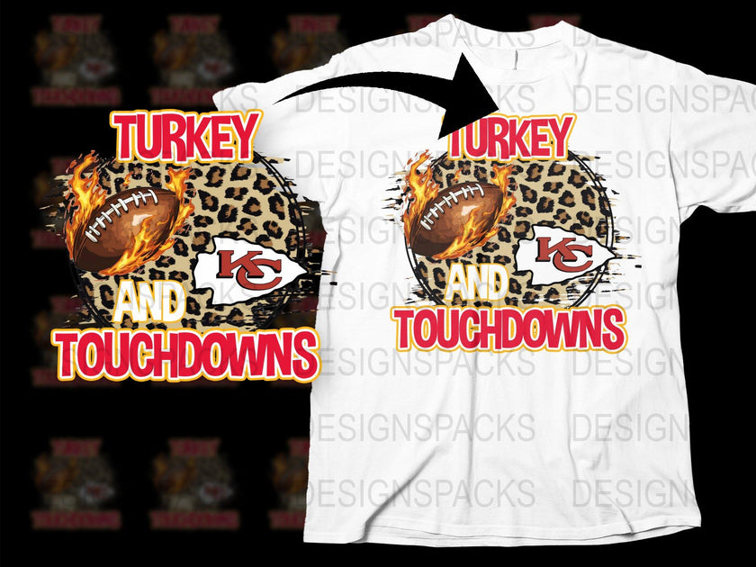 Turkey And Touchdowns KC Chiefs Leopard Png Digital Download