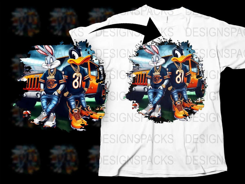 Chicago NFL Bears Cartoon Characters Sports Png Digital Download