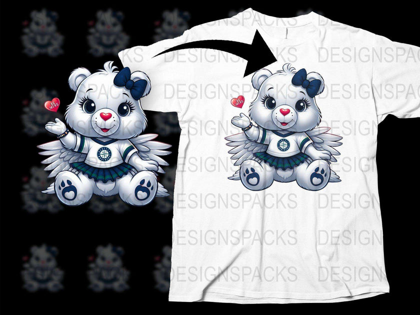 Cute Seattle Mariners Mascot Angel Bear Png Digital Download