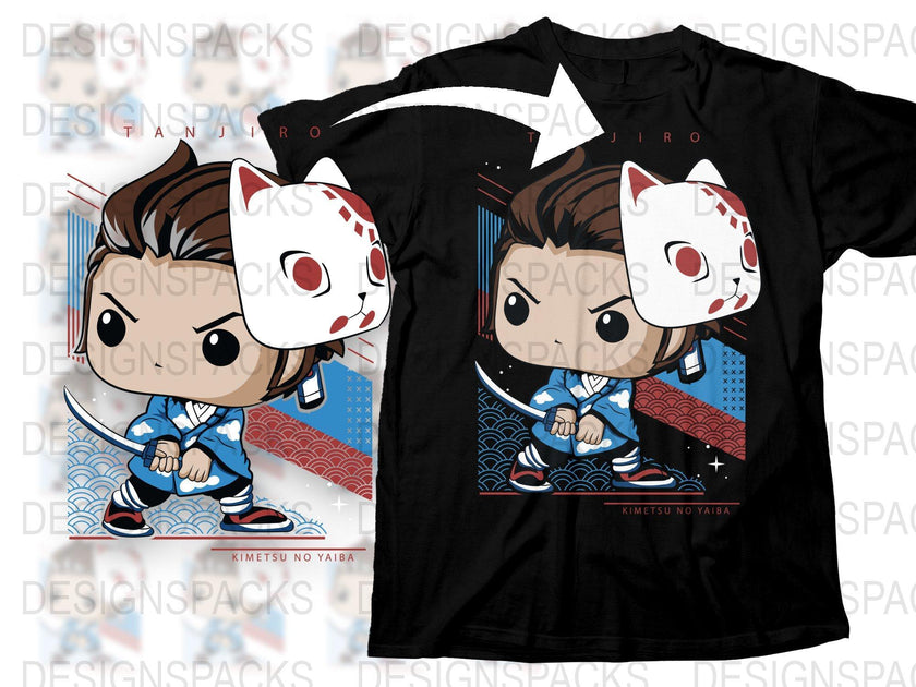 Funko Pop Kimetsu No Yaiba Tanjiro with Cat Mask Png Digital Download