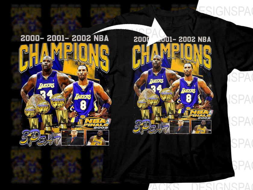 NBA Finals 2000-2001-2002 NBA Champions Los Angeles Lakers Png Digital