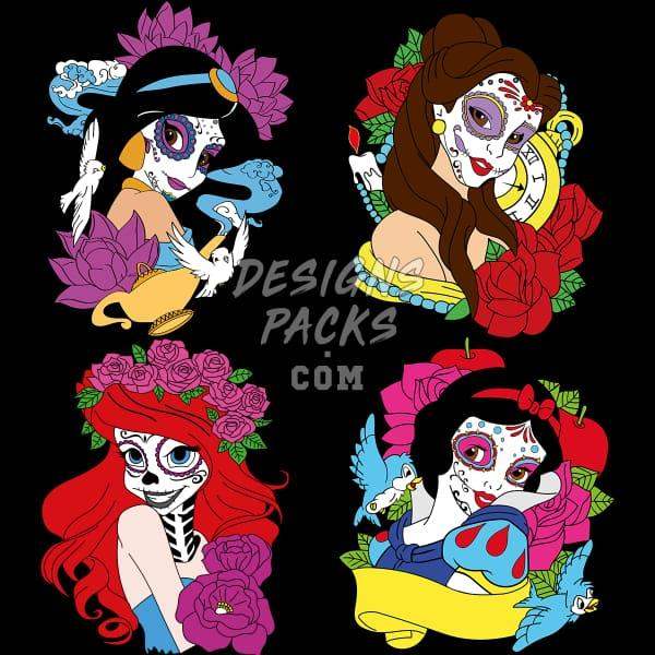 4 Cinco De Mayo Day of the Deads Princess Designs Bundle PNG AI