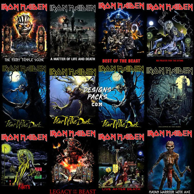 40 Rock Music Metal Iron Band Halftone Designs Bundle PNG