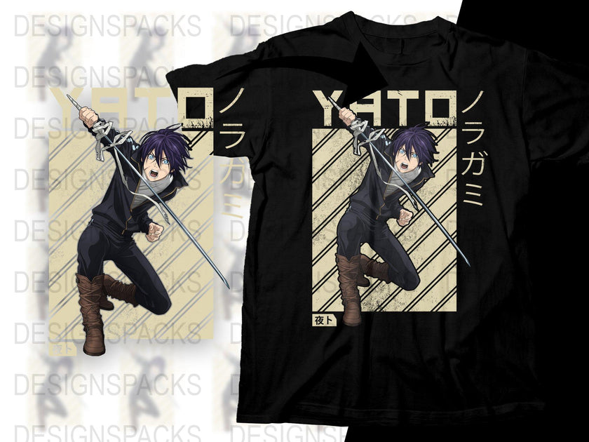 Yato Noragami Anime Sword Wielding Action Pose Png Digital Download