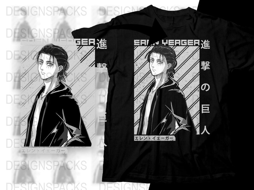 Eren Yeager Striking Pose From Anime Series Png Digital Download
