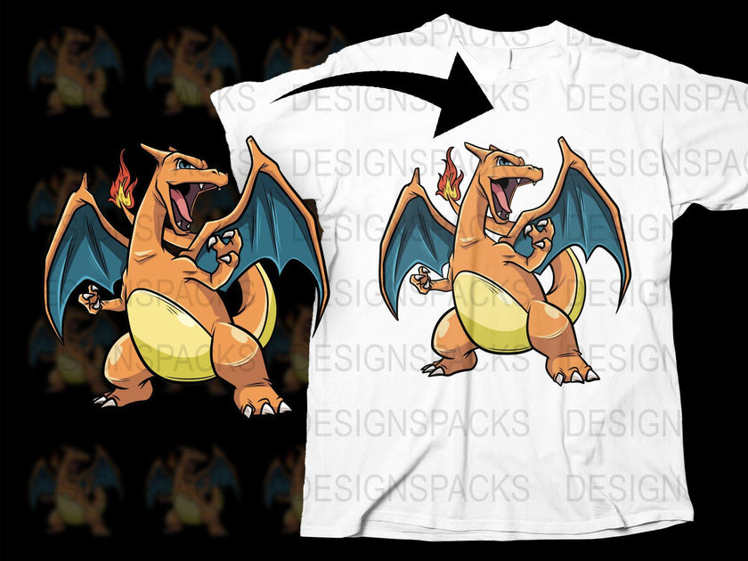 Charizard with Fiery Spirit Graphic Png Digital Download