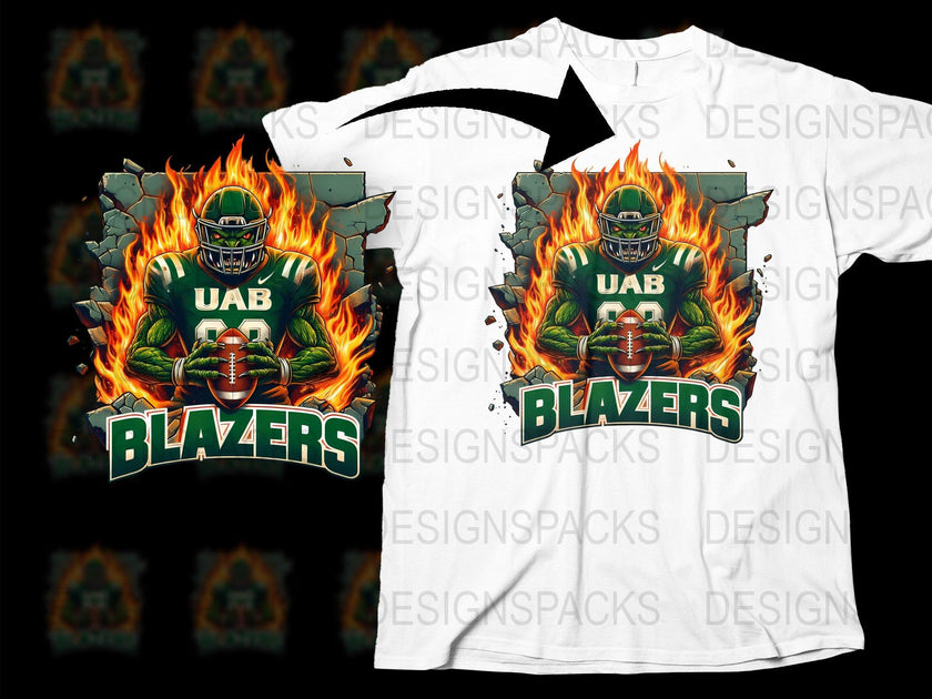 UAB Blazers Football Inspired Graphic Png Digital Download