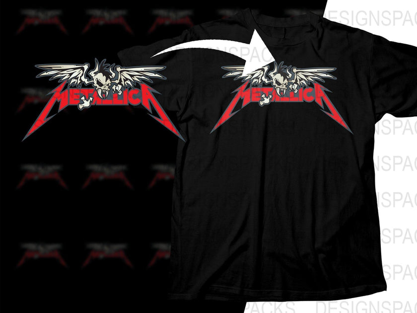 Metallica Logo With Skull And Wings Graphic Png Design Digital Downloa