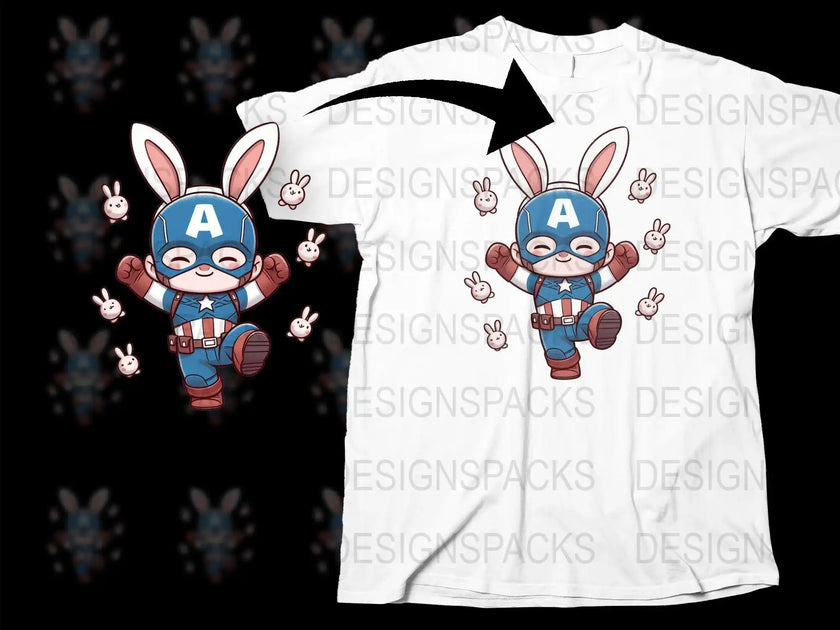 Captain America Easter Bunny Themed Png Digital Download