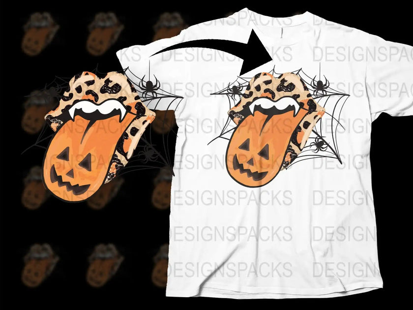 Halloween Vampire Lips Pumpkin Tongue Spiders Web Png Digital Download