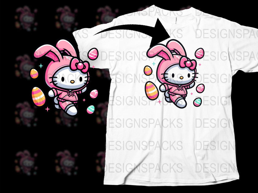 Cute Easter Hello Kitty Bunny Costume Png Digital Download