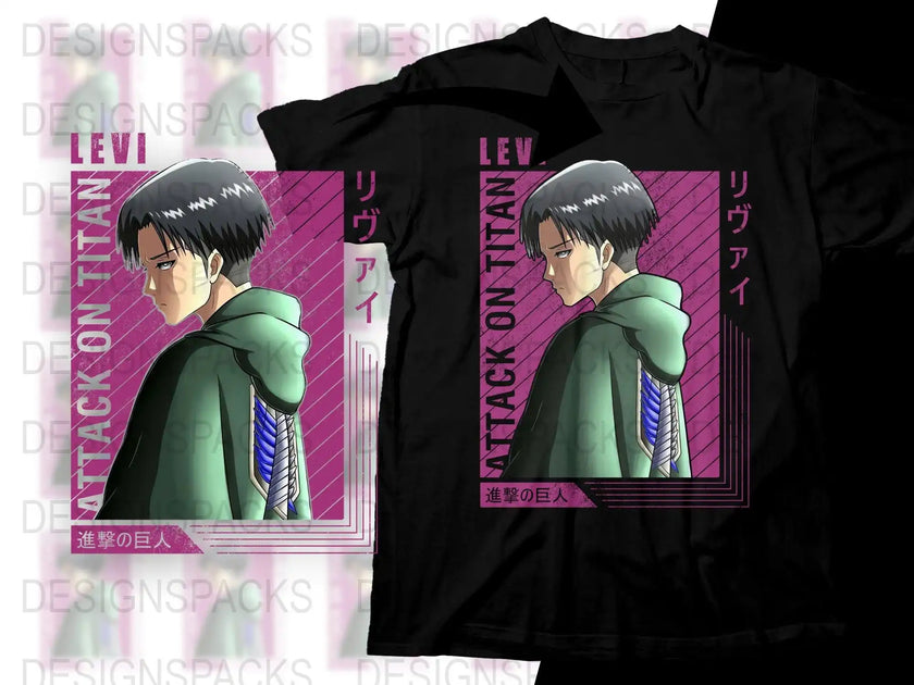 Attack on Titan Anime Levi Design Graphic Png Digital Download