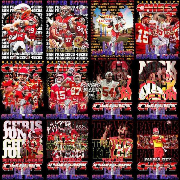 45 SuperBowl 2024 Football Chiefs vs 49ers Designs Bundle PNG + PSD
