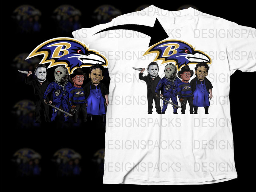 Halloween Iconic Slashers and NFL Team Logo Png Digital Download