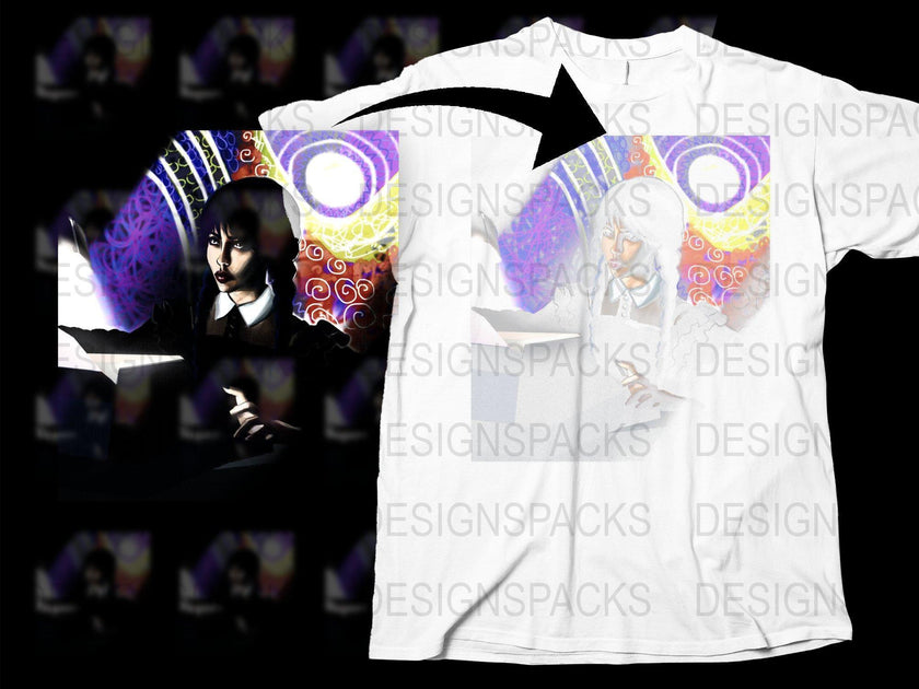 Unique Portrait of Wednesday Character Png Digital Download