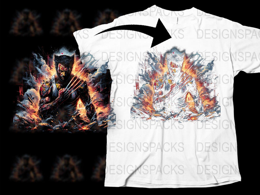 Wolverine Explosive Scene Graphic Png Digital Download
