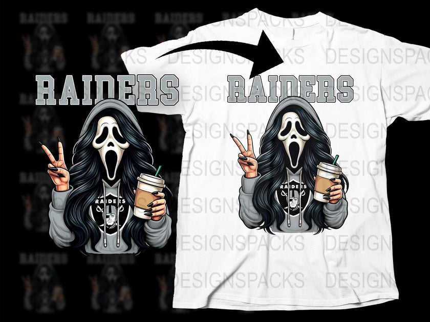 Raiders GhostFace Scream Girl Peace Sign Png Digital Download