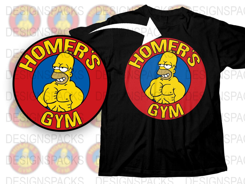 Homer's Gym Fitness Bodybuilder Parody Graphic Png Digital Download