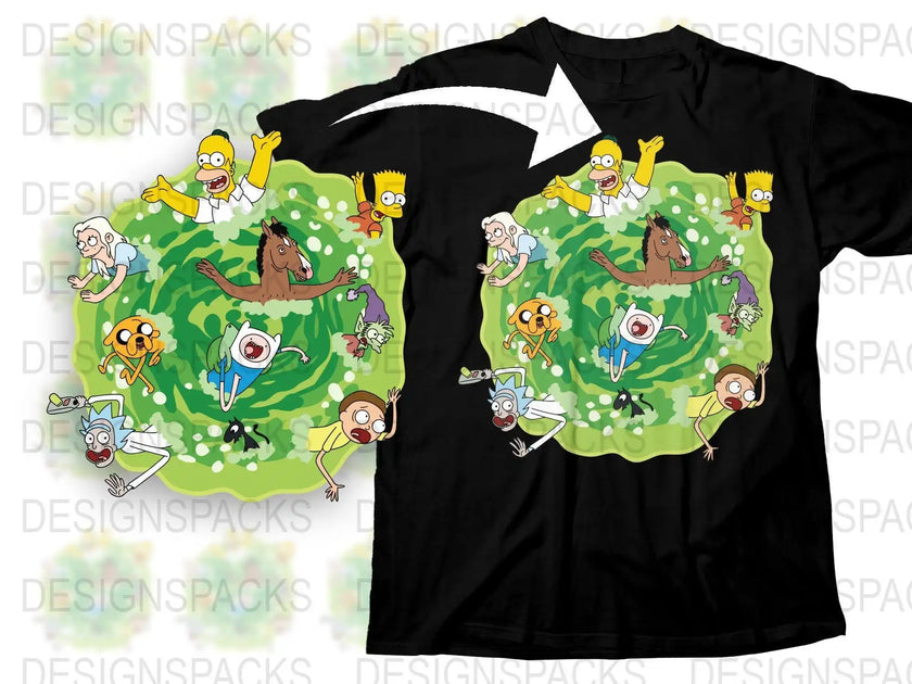 Animated Characters in a Vortex Png Digital Download