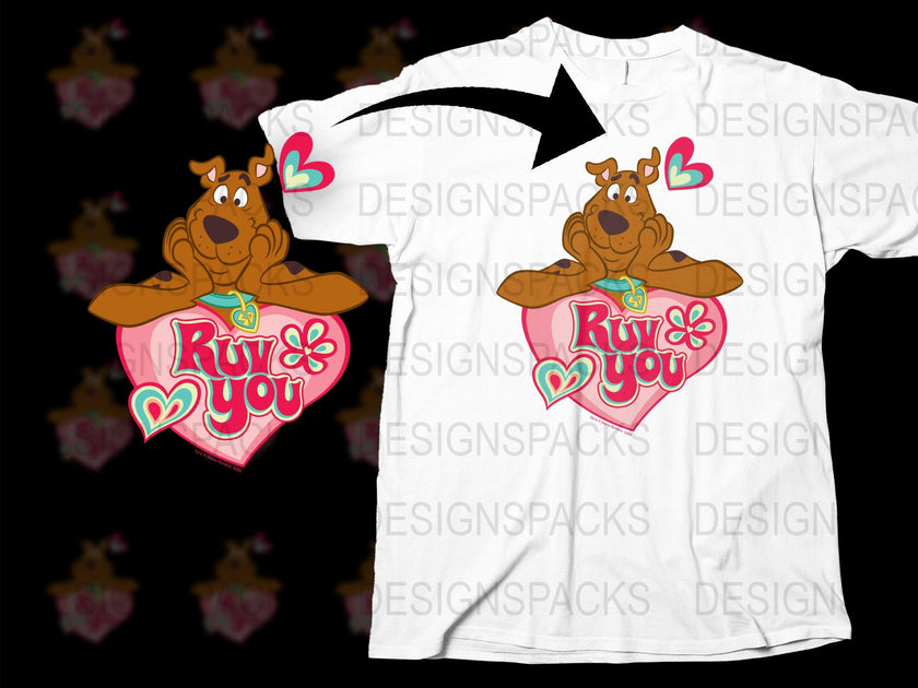 Scooby-Doo Valentine's Day Ruv You Graphic Png Digital Download