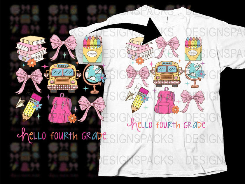 Hello Fourth Grade Cartoon Png Digital Download