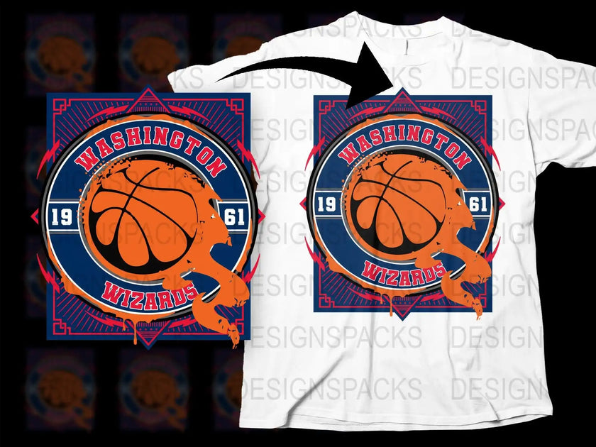 Washington Wizards NBA Baskeball Png Digital Download