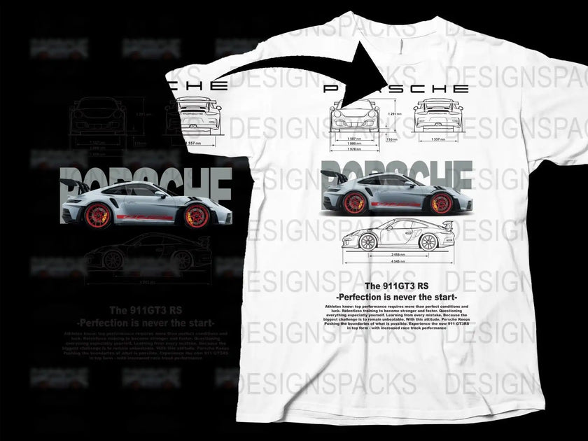Blueprint Porsche 911 GT3 RS Car Png Digital Download
