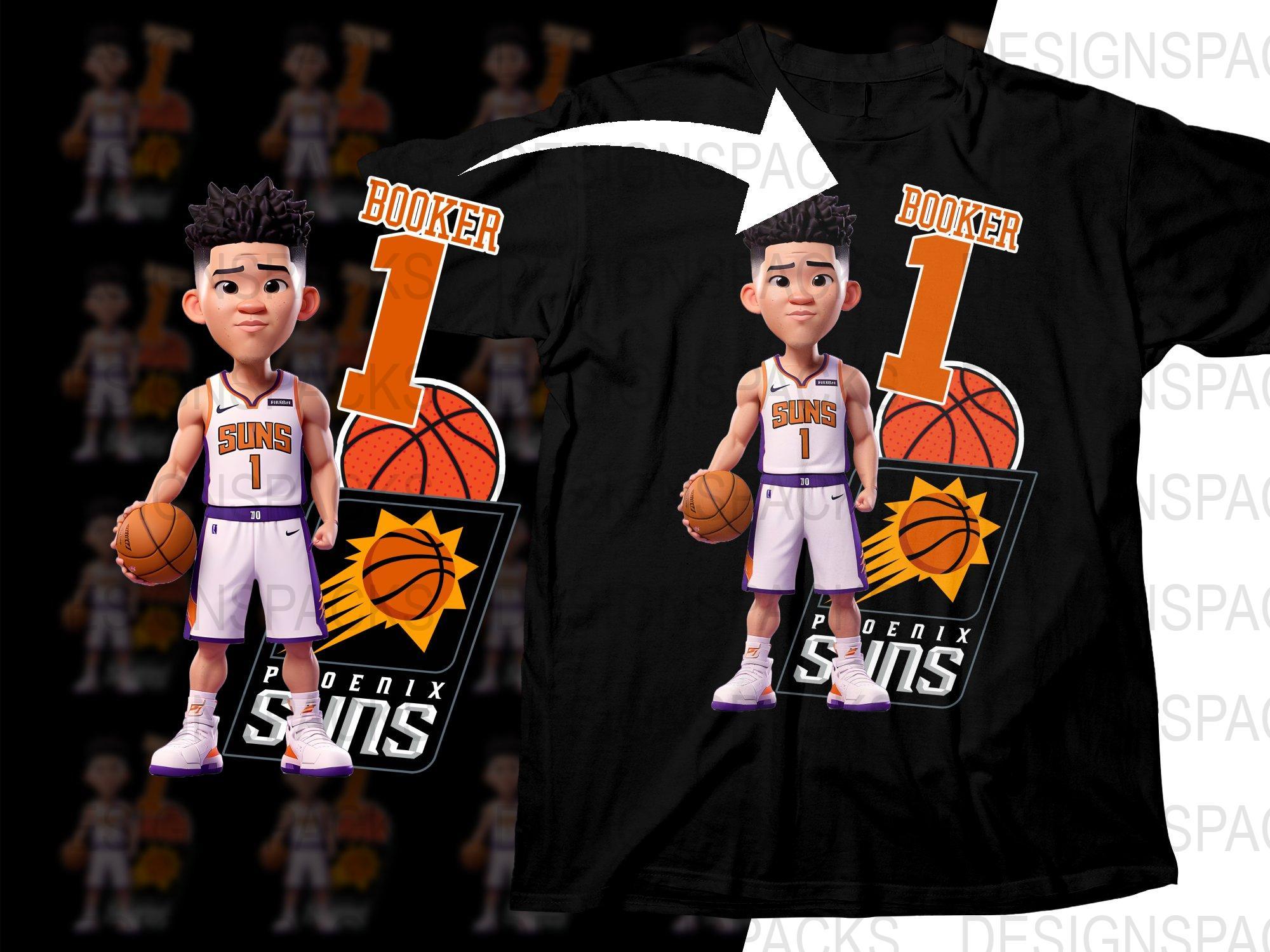 Phoenix Suns Devin Booker Cartoon Basketball Player Png Digital Downlo
