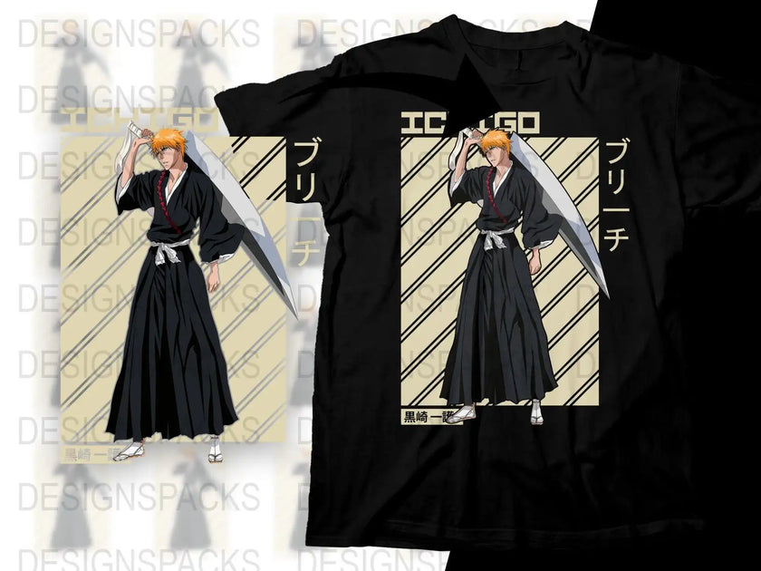 Stylish Ichigo Anime Design Graphic Png Digital Download