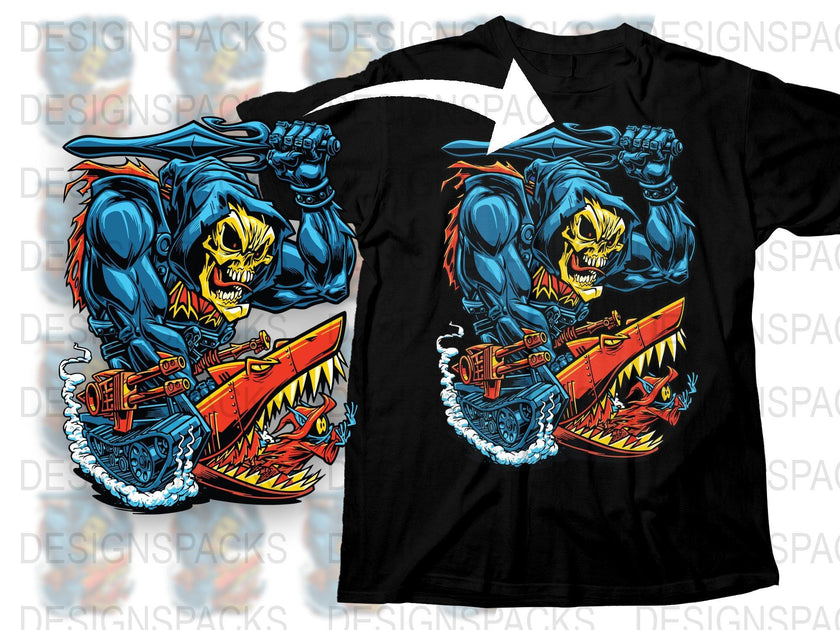 Fearless Skull Warrior Illustration Graphic Png Digital Download