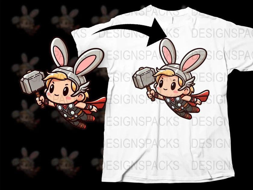 Mighty Thor Bunny Hop Easter Special Png Digital Download